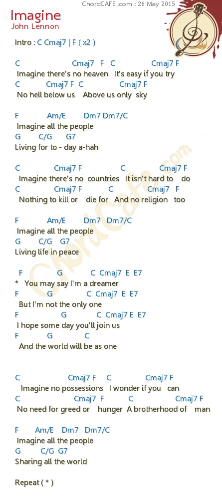 คอร์ด Imagine - รูปภาพ Download | ChordCafe
