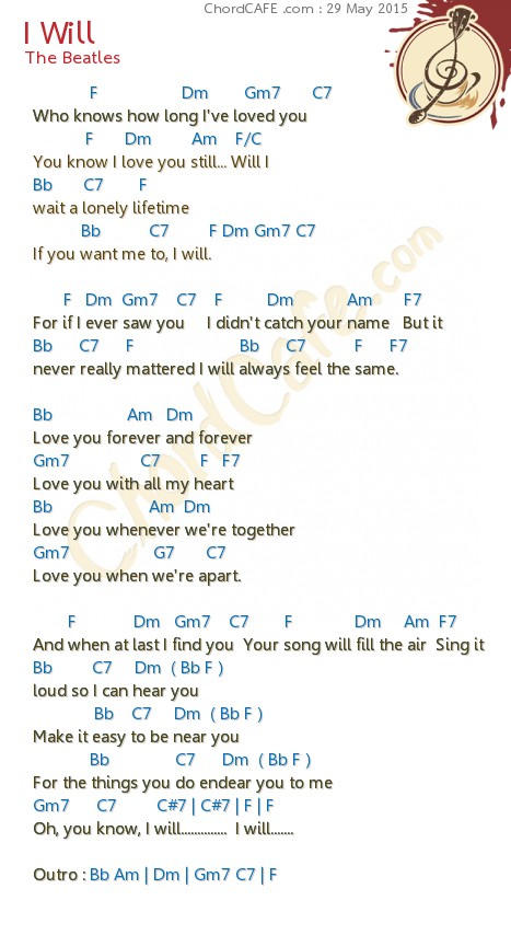 คอร์ด I Will - รูปภาพ Download | ChordCafe
